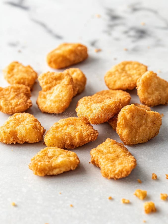Pile of Chicken Nuggets on a White Counter Stock Photo - Image of ...