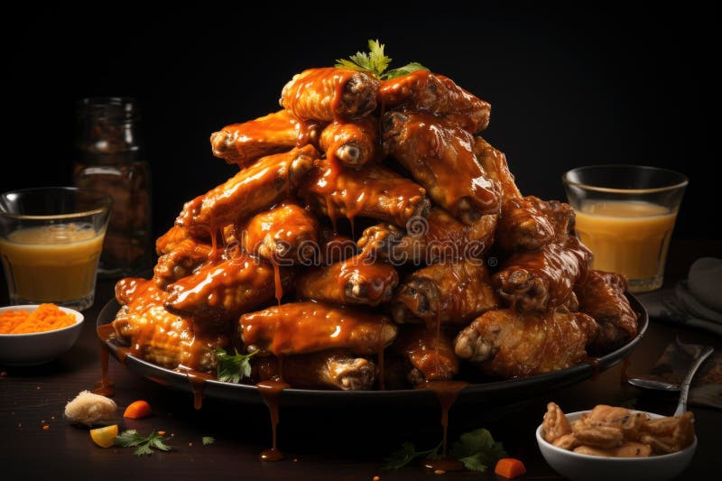 Pile Chicken Wings Sitting Top Table Stock Photos - Free & Royalty-Free ...