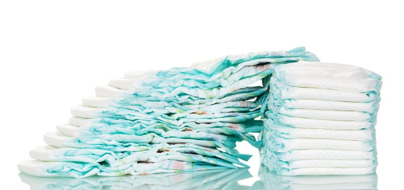 Pile of Children S Disposable Diapers Isolated on White Background ...