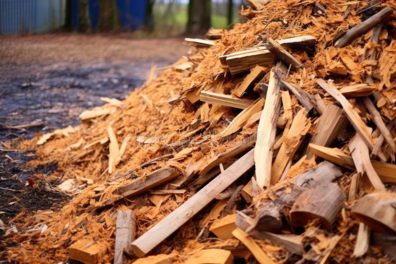 A Pile of Chipped Waste Wood Ready for Recycling Stock Illustration ...