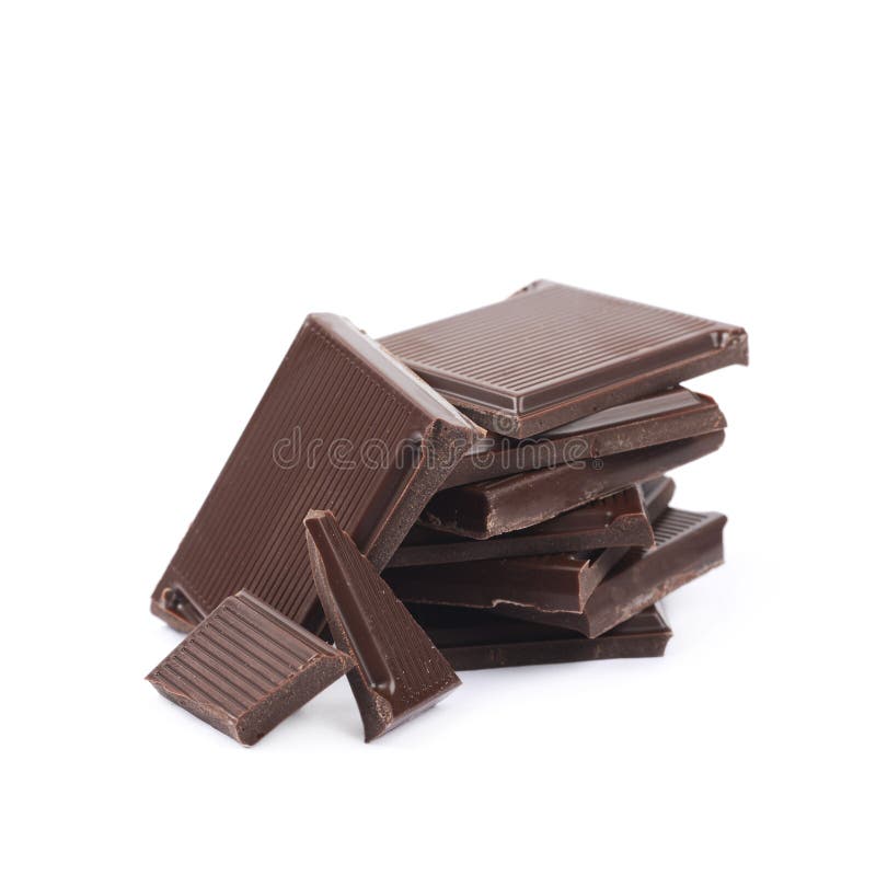 Pile of Chocolate Bar Pieces Isolated Stock Photo - Image of candy ...