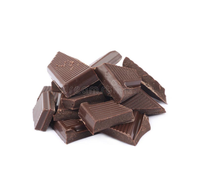 Pile of Chocolate Bar Pieces Isolated Stock Photo - Image of rough ...
