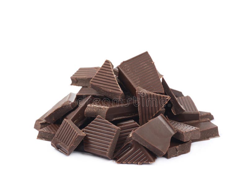 Pile of Chocolate Bar Pieces Isolated Stock Photo - Image of calorie ...