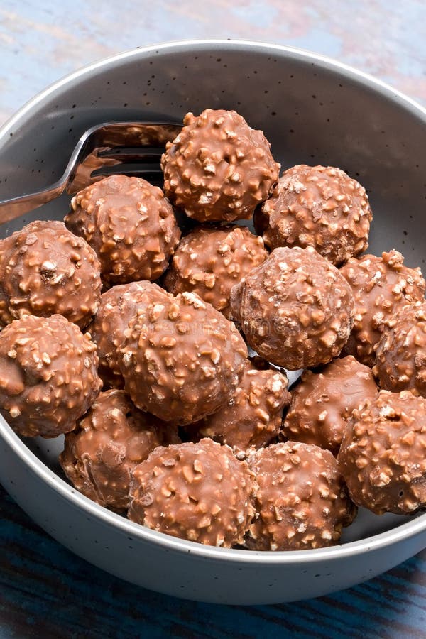 Chocolate Nut Clusters in a Bowl Stock Image - Image of cluster ...