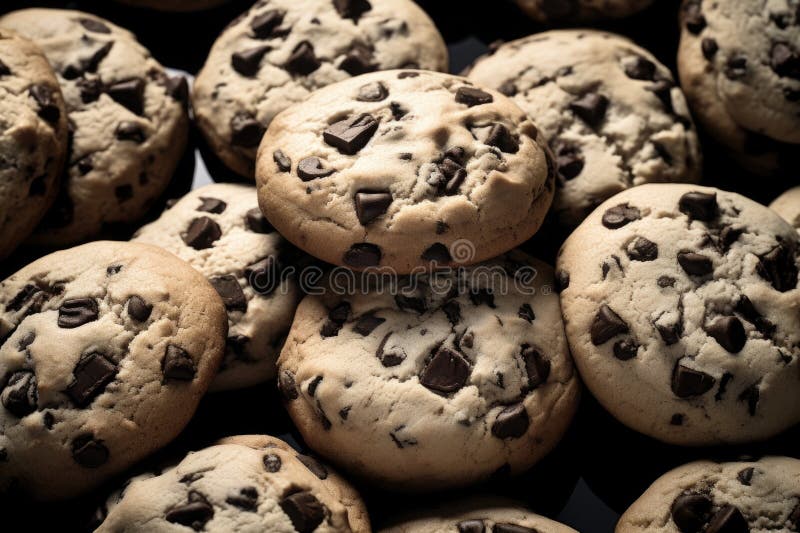A Pile of Chocolate Chip Cookies. the Cookies are Piled on Top of Each ...
