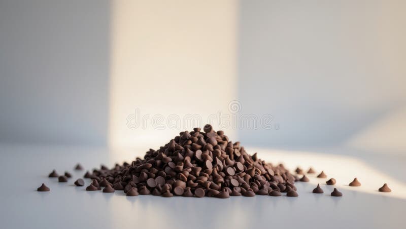 A Pile of Chocolate Chips on a White Surface Stock Photo - Image of ...