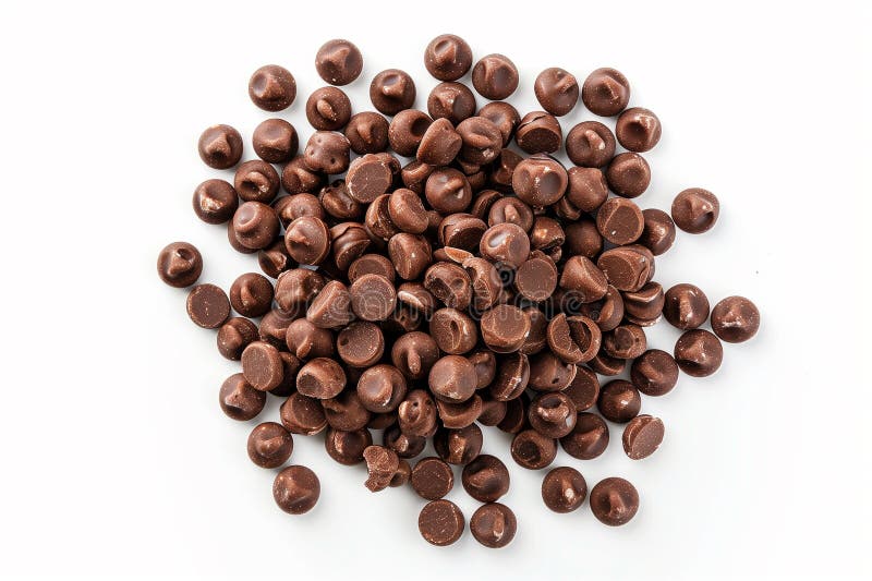 A Pile of Chocolate Chips on a White Surface Stock Photo - Image of ...