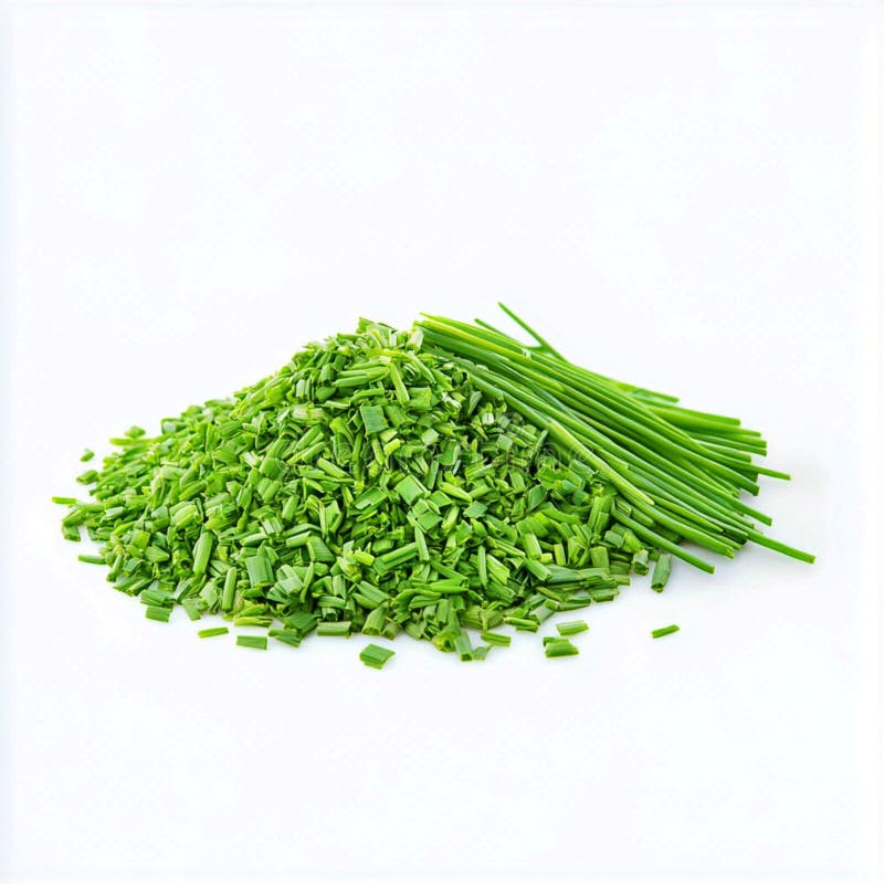 A Pile of Chopped Chives and Whole Chives on a White Surface in a ...