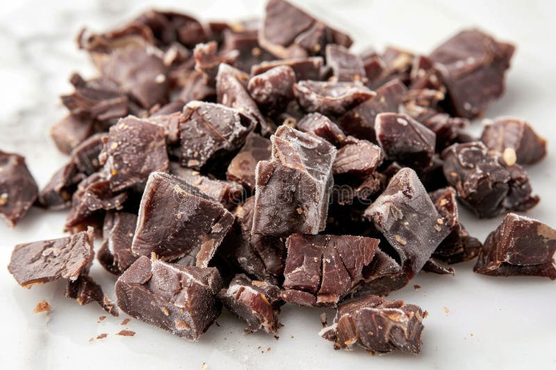 A Pile of Chopped Chocolate Sits on a Table, Ready for Use or Display ...