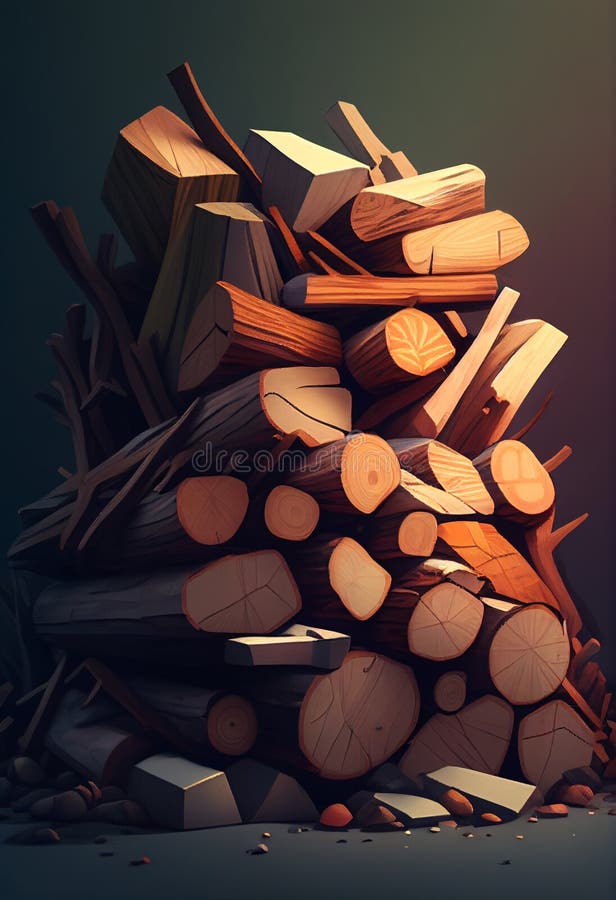 A Pile of Chopped Wood. AI Generated Stock Illustration - Illustration ...