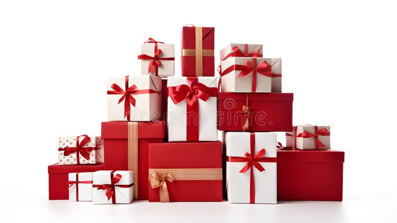 Pile of Christmas Presents in Red Boxes Stock Illustration ...