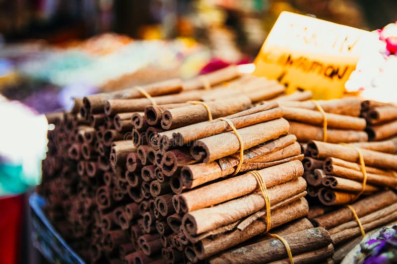 Pile of Cinamon Sticks in Market Stock Photo - Image of cinnamon ...