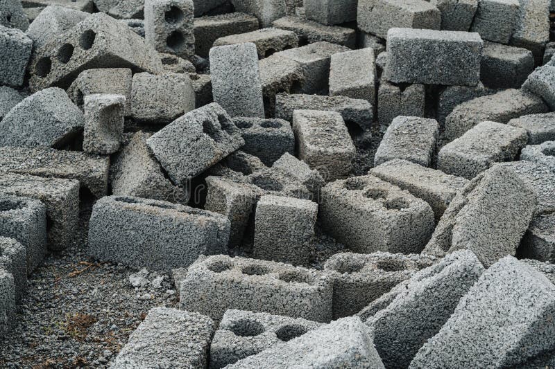A Pile of Cinder Blocks on a Construction Site. Stock Image - Image of ...