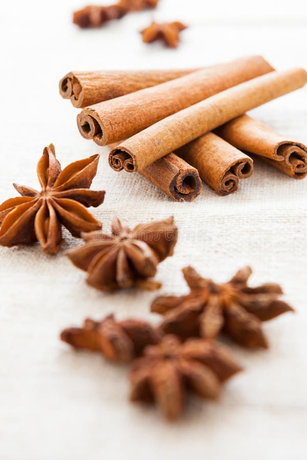 Pile of Cinnamon and Cloves on Homemade Canvas Close Up Stock Image ...