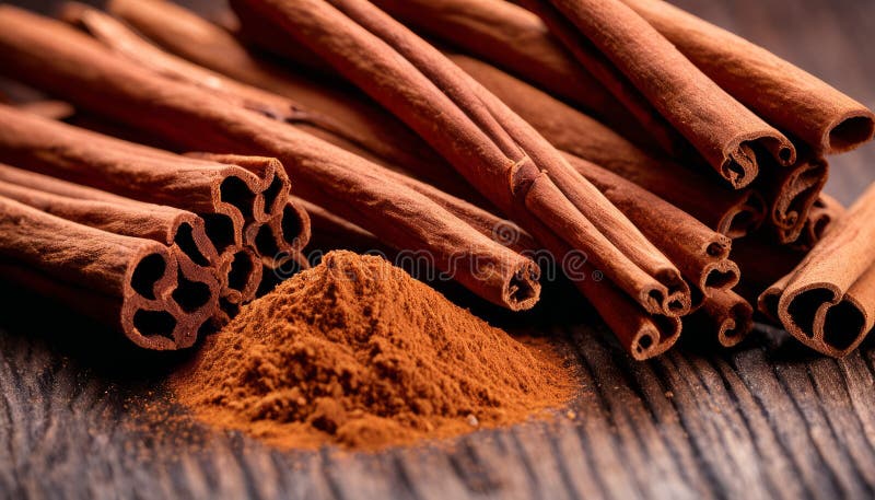 A Pile of Cinnamon Sticks and Cinnamon Powder Stock Illustration ...