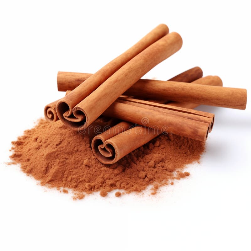 Pile of Cinnamon Sticks with Powder on White Surface Stock Illustration ...