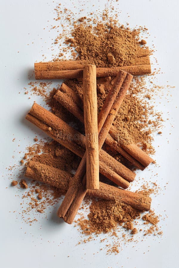 Pile Cinnamon Sticks Powder White Surface Stock Photos - Free & Royalty ...