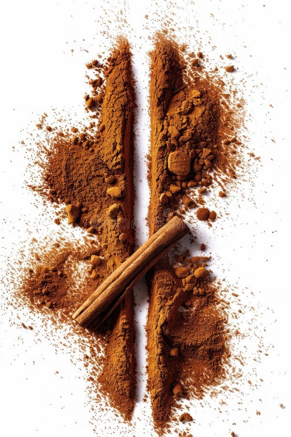 A Pile of Cinnamon with Two Sticks Standing Upright Stock Photo - Image ...