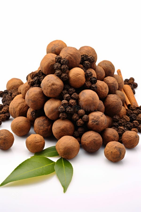 Pile of Cinnamons and Cinnamon Sticks with Leaves on White Background ...