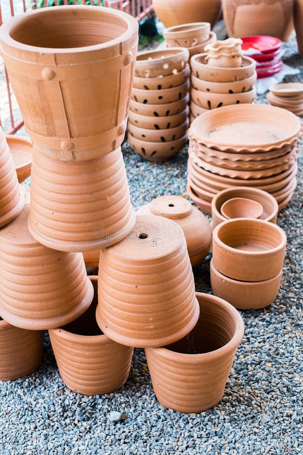 Pile of Clay Pots for Plants Stock Photo - Image of garden, traditional ...
