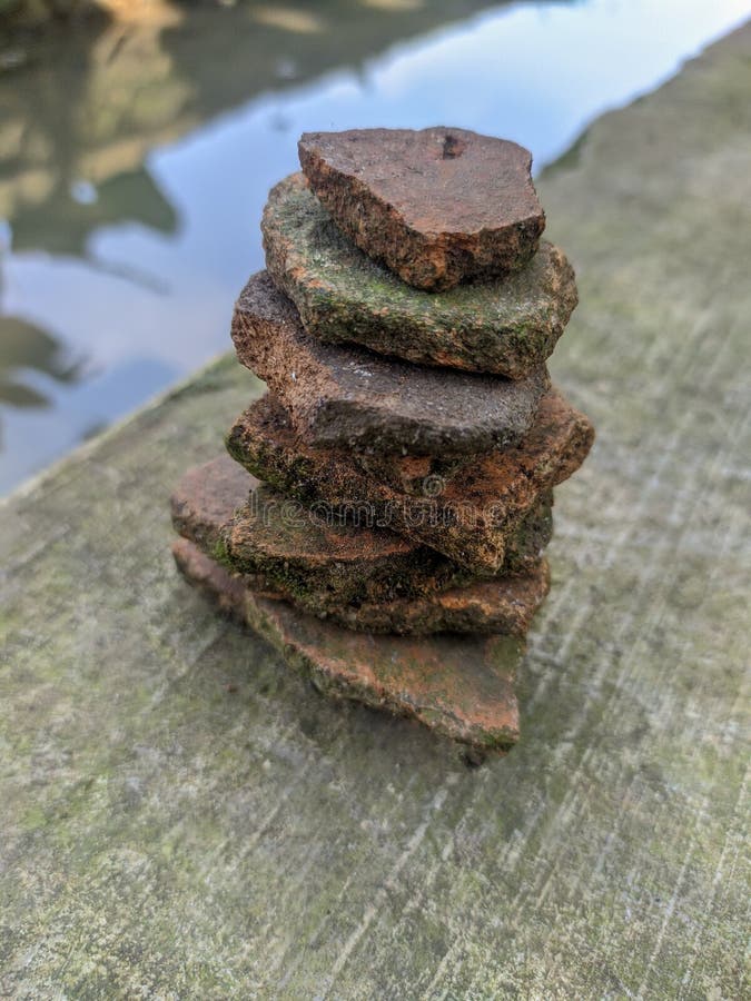 Pile of Clay Stone Rubble, on the Bank of a River Stock Image - Image ...