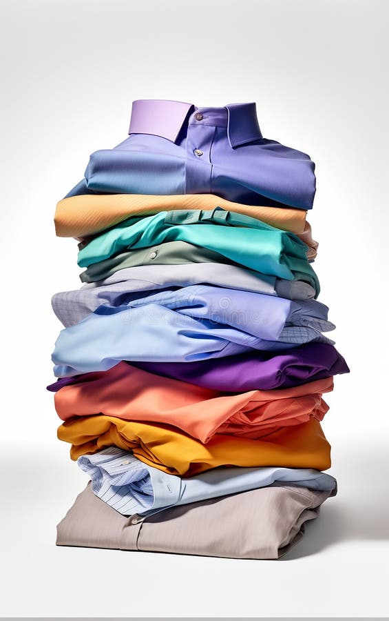 Folded T-Shirts– Black and White Line Art of Stacked Clothing for ...