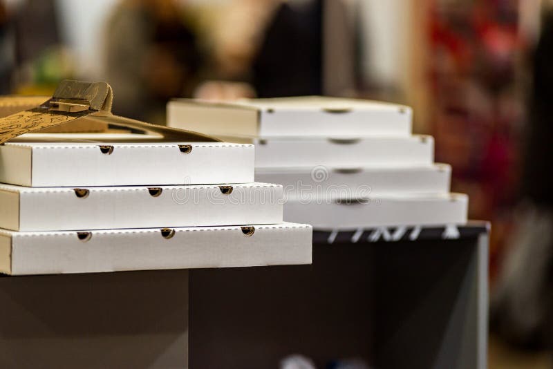 Pile of Clean Rmpty Pizza Boxes on the Table Stock Photo - Image of ...