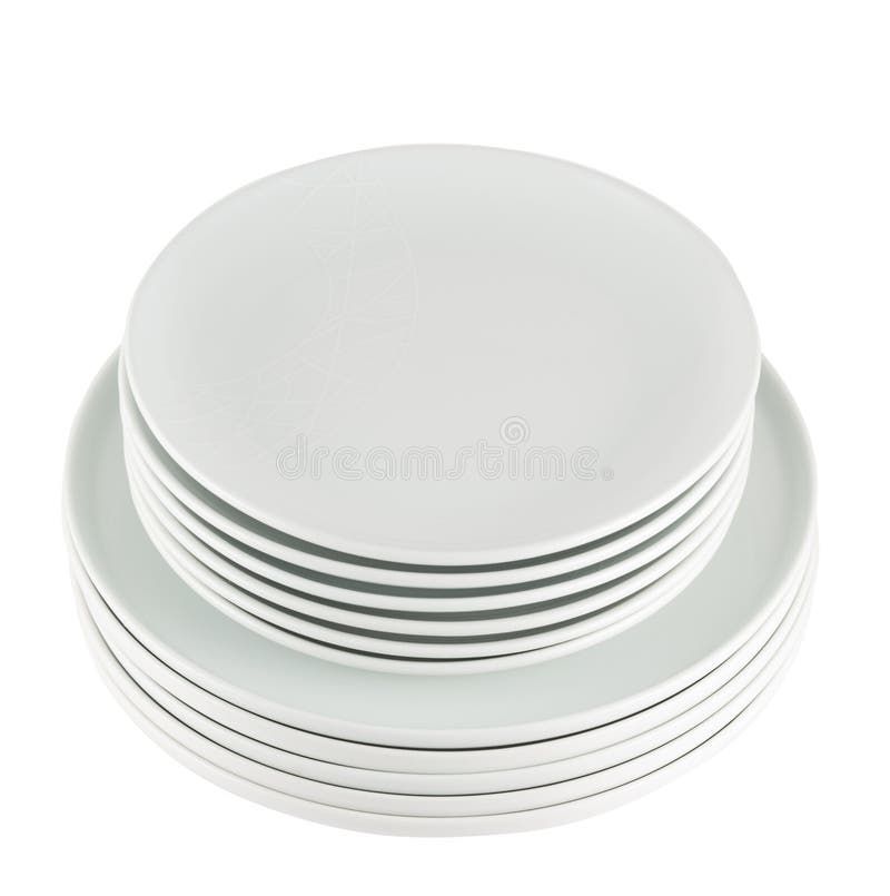 Pile of Clean White Dish Plates Isolated Stock Photo - Image of empty ...