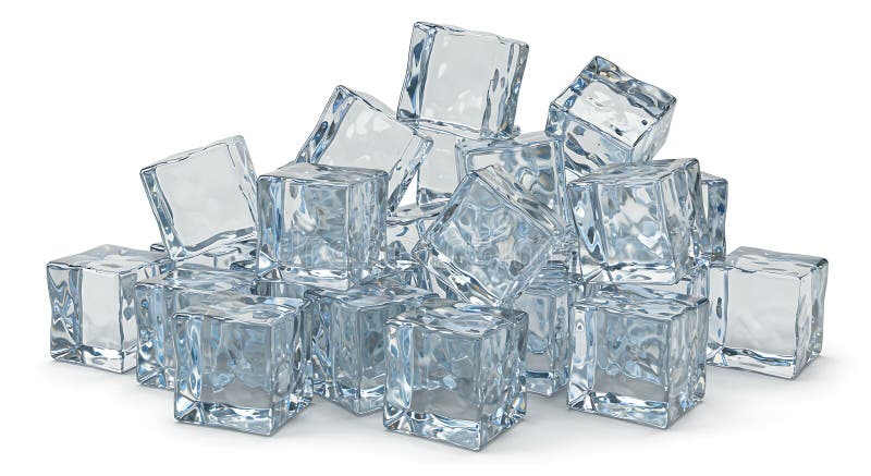 Pile of Ice Cubes Sparkling on White Background Stock Illustration ...