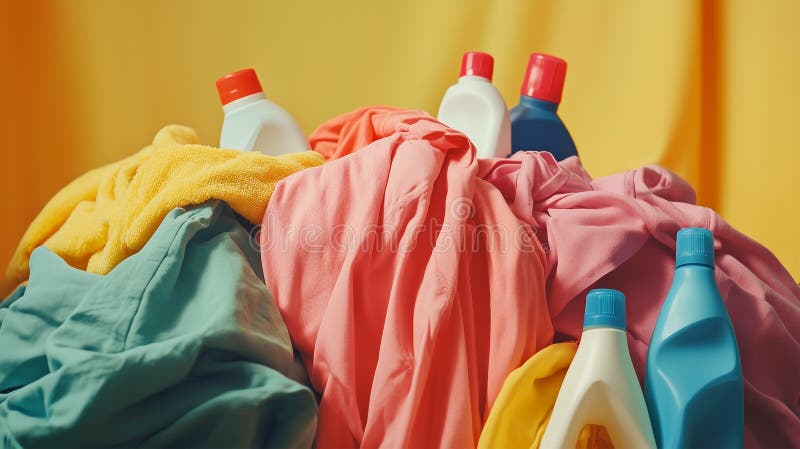 A Pile of Clothes with a Bottle of Detergent on Top Stock Illustration ...