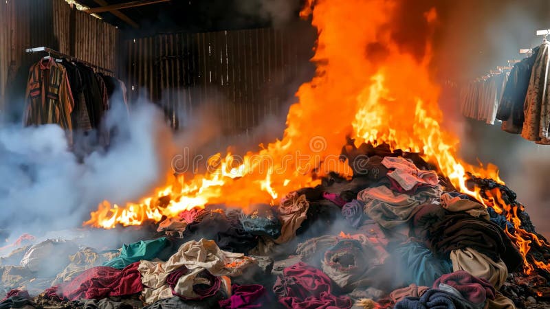 A Pile of Clothes on Fire in a Clothing Store Stock Footage - Video of ...