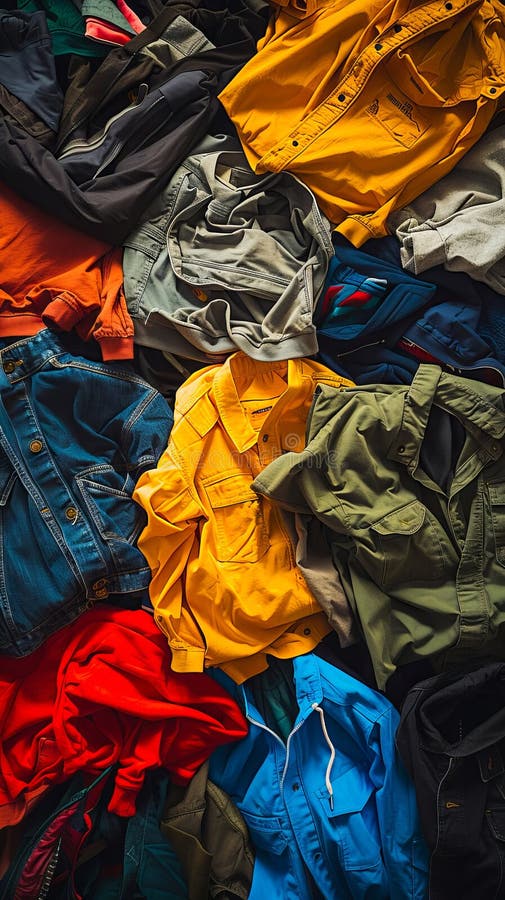 A Pile of Clothes with Many Different Colors Stock Photo - Image of ...