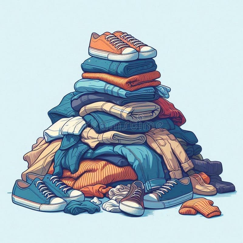 Pile of Clothing, Tidying Concept. Folded Pile of Clothes. Stock ...