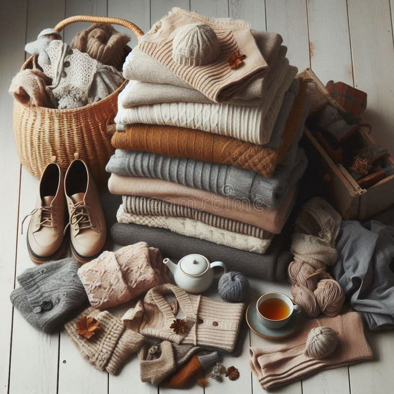 Pile of Clothing, Tidying Concept. Folded Pile of Clothes. Stock ...