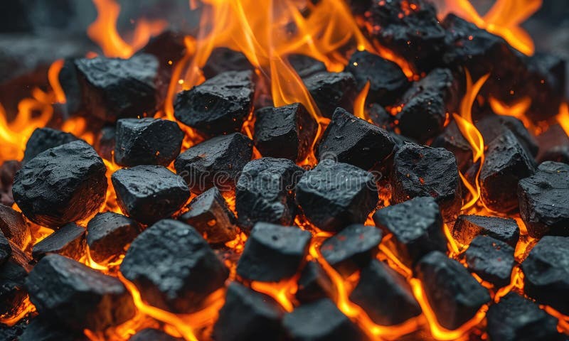 A Pile of Coal is Burning in a Fire, with the Coal Burning Brightly and ...