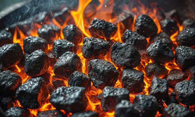 A Pile of Coal is Burning in a Fire, with the Coal Burning Brightly and ...