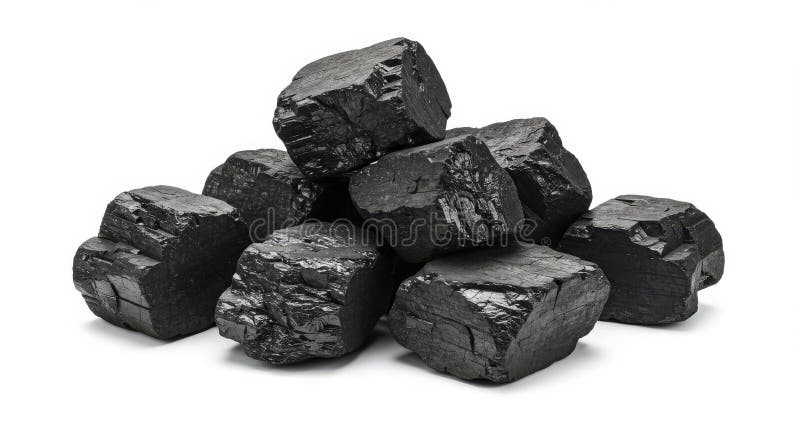 Pile of Coal Chunks on White Background Stock Illustration ...