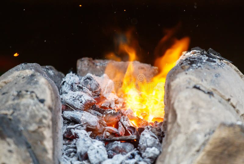 Pile of Coal with a Fire Burning in it Stock Photo - Image of coal ...