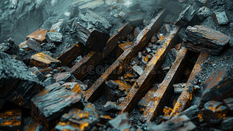 Coal on Rocks stock photo. Image of resource, production - 313740864