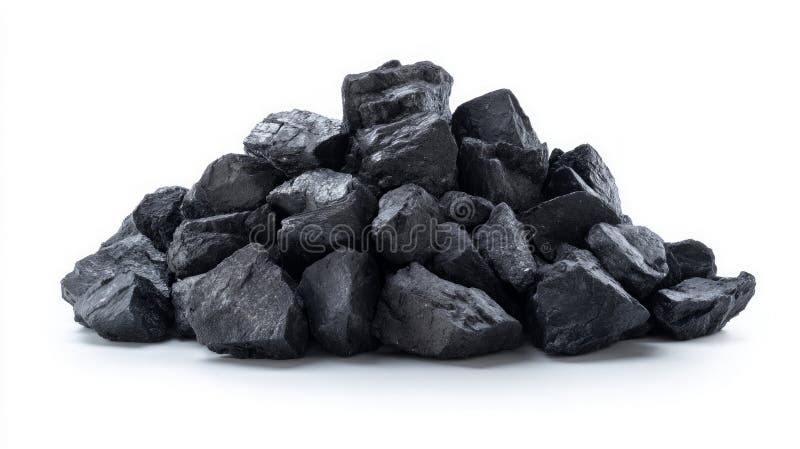 Pile of Coal Rocks on White Background. AI Image Stock Image - Image of ...