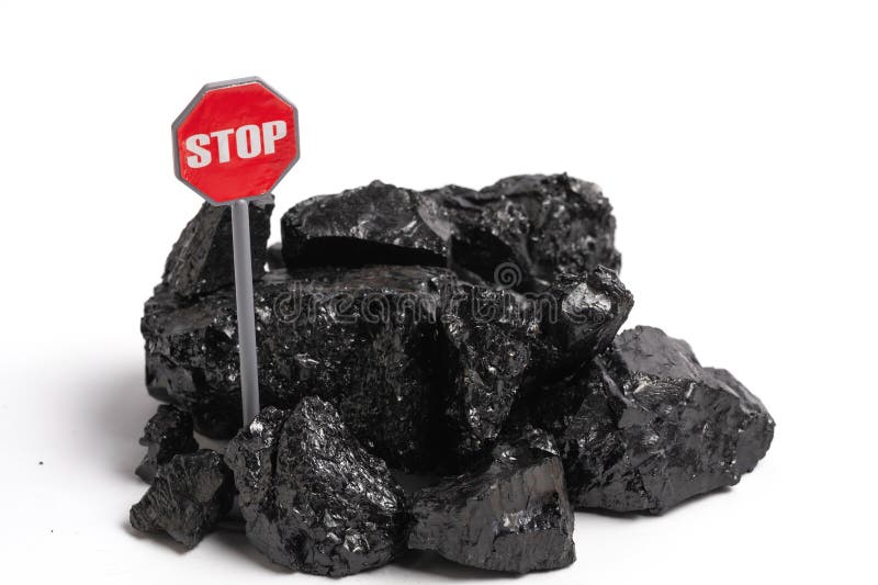 Pile of Coal with Stop Sign Isolated on a White Background Stock Photo ...