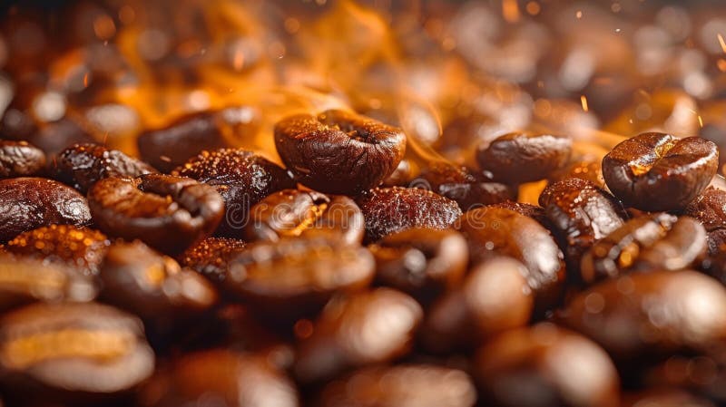 A Pile of Coffee Beans are Burning in a Fire, AI Stock Illustration ...