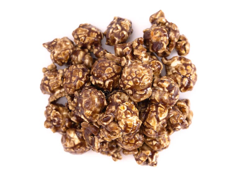 Pile of Coffee Flavored Candy Coated Popcorn on a White Background ...