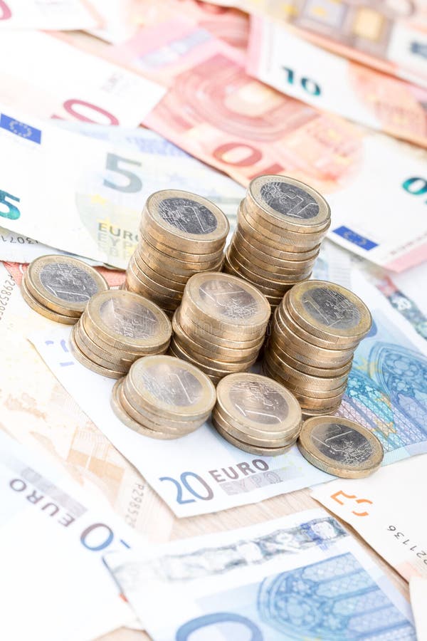 Pile of Coins on Bank Notes Stock Photo - Image of coins, financial ...