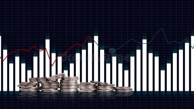 A Pile of Coins and Bar Graphs and Line Graphs. Stock Video - Video of ...
