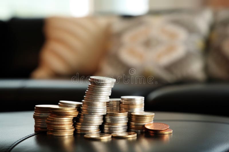 A Pile of Coins between Couch Cushions Stock Image - Image of money ...