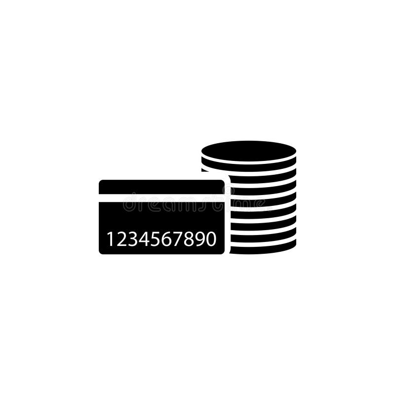 Pile Coins and Credit Card Solid Flat Vector Icon Isolated on White Background Stock Vector ...