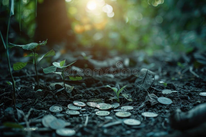A Pile of Coins on the Ground, Useful for Financial Concepts Stock ...