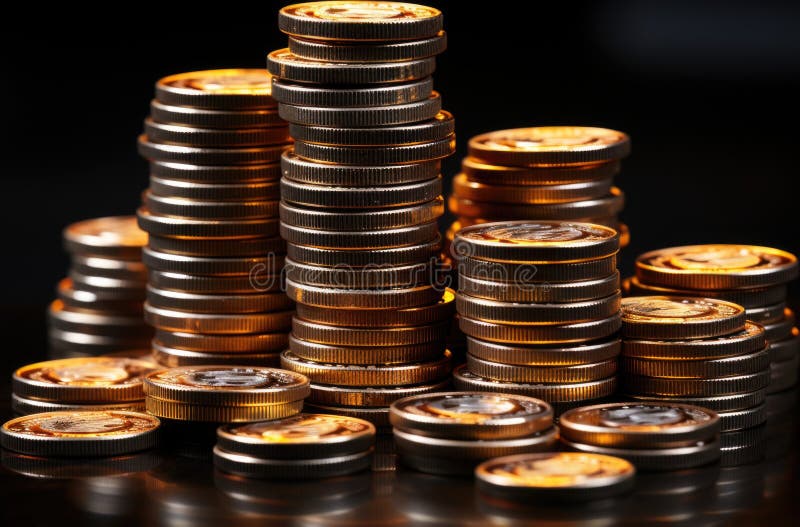A Pile of Coins Sitting on Top of a Table. Generative AI Image. Stock ...