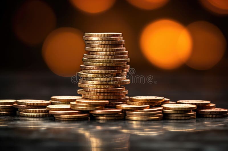 A Pile of Coins Stacked in Increasing Order Stock Image - Image of ...